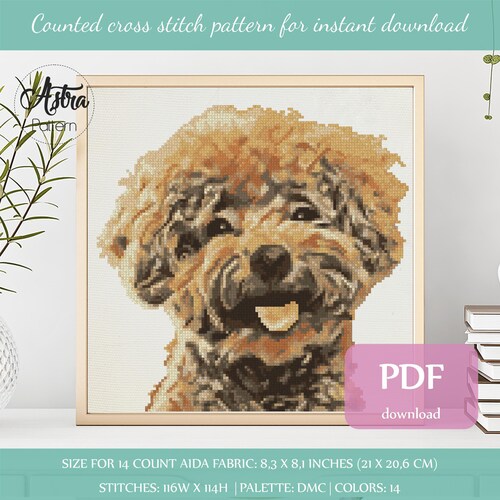 Cockapoo Cross Stitch Pattern Digital Format PDF Dog - Etsy