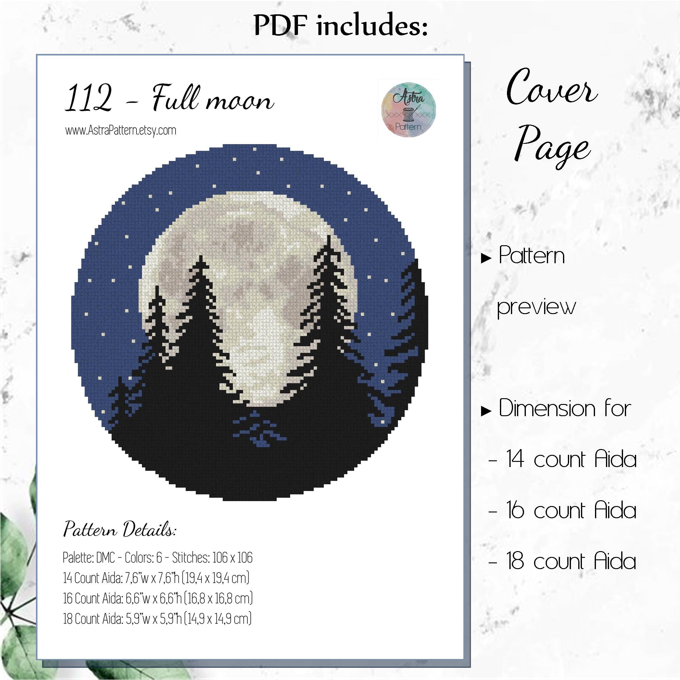 Full Moon Cross Stitch Pattern PDF Forest Cross Stitch - Etsy