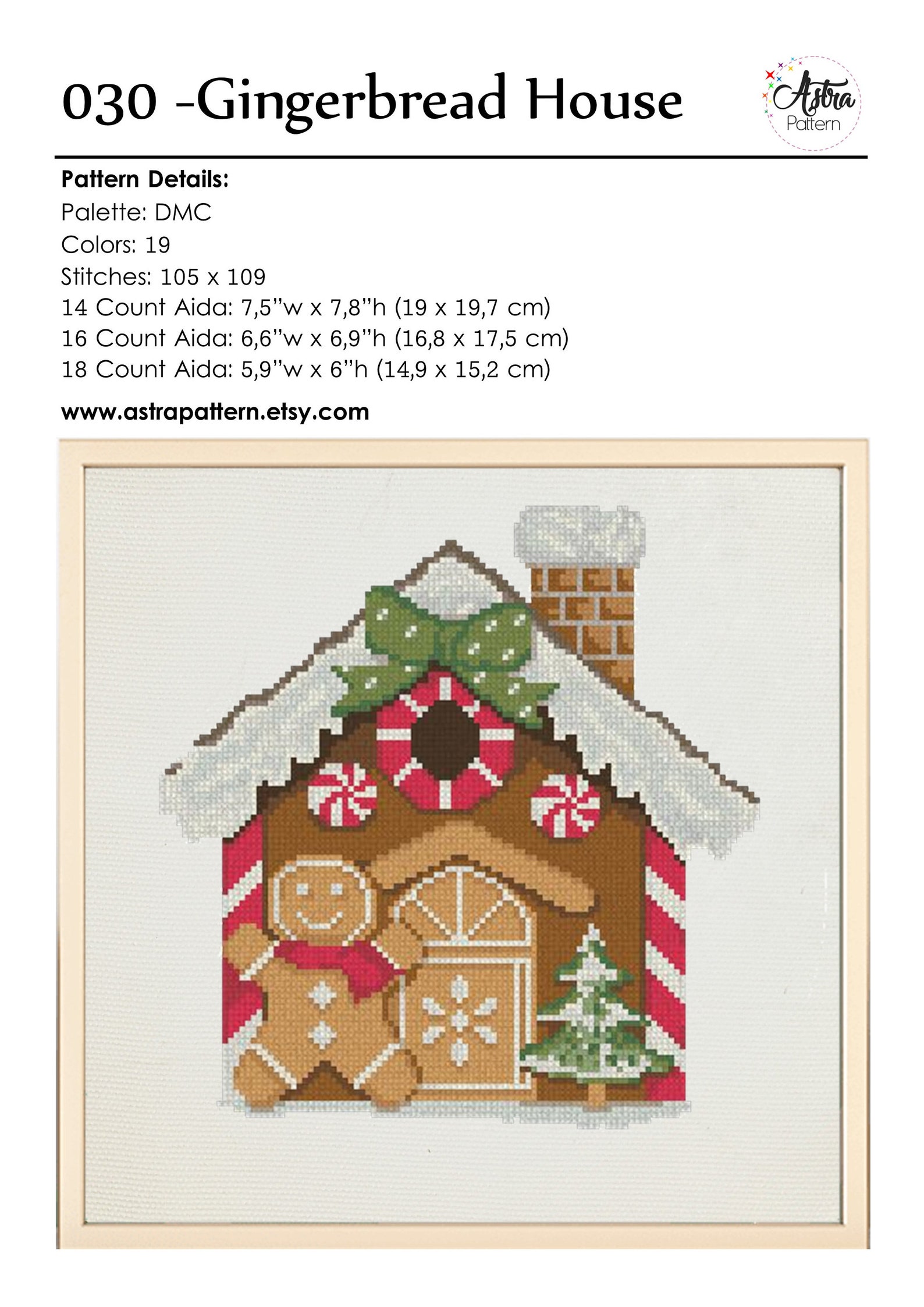 Gingerbread House Cross Stitch Pattern PDF, Christmas Cross Stitch ...
