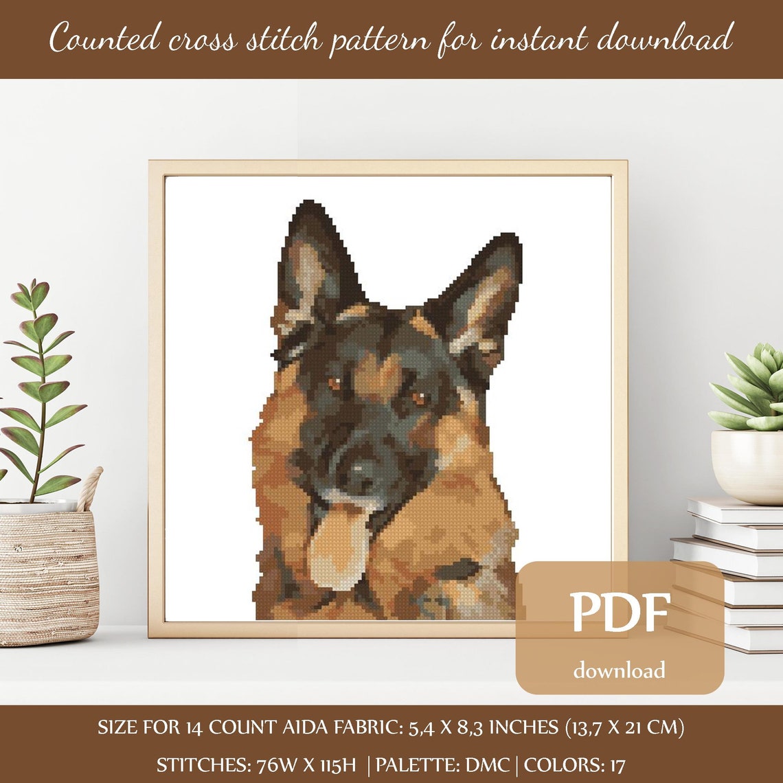 German Shepherd Cross Stitch Pattern Digital Format PDF | Etsy