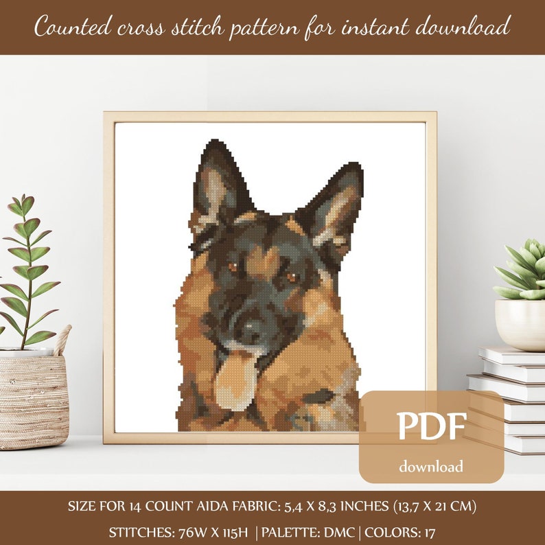 German Shepherd Cross Stitch Pattern Digital Format PDF - Etsy UK