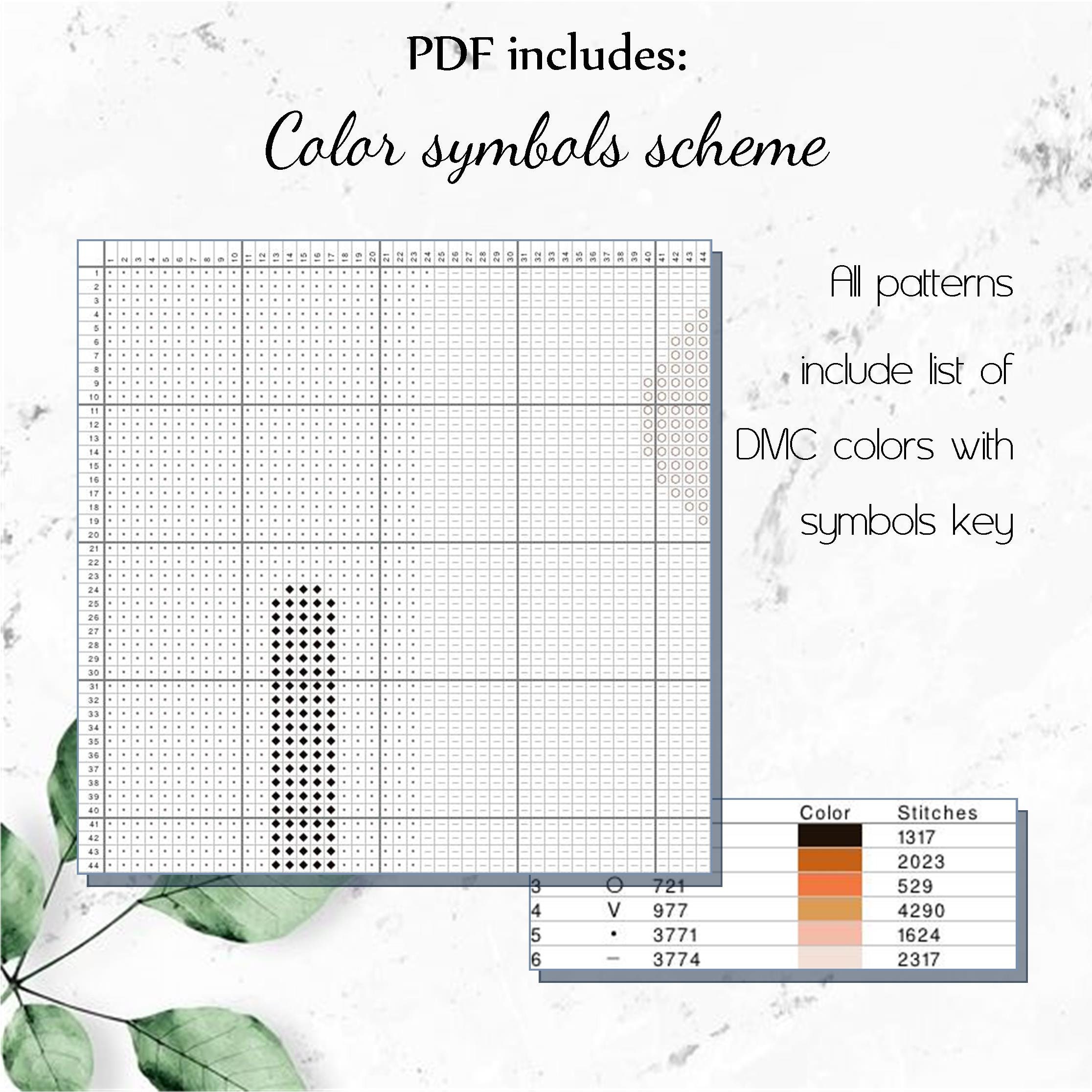 Mid century cross stitch pattern Digital format PDF Boho | Etsy