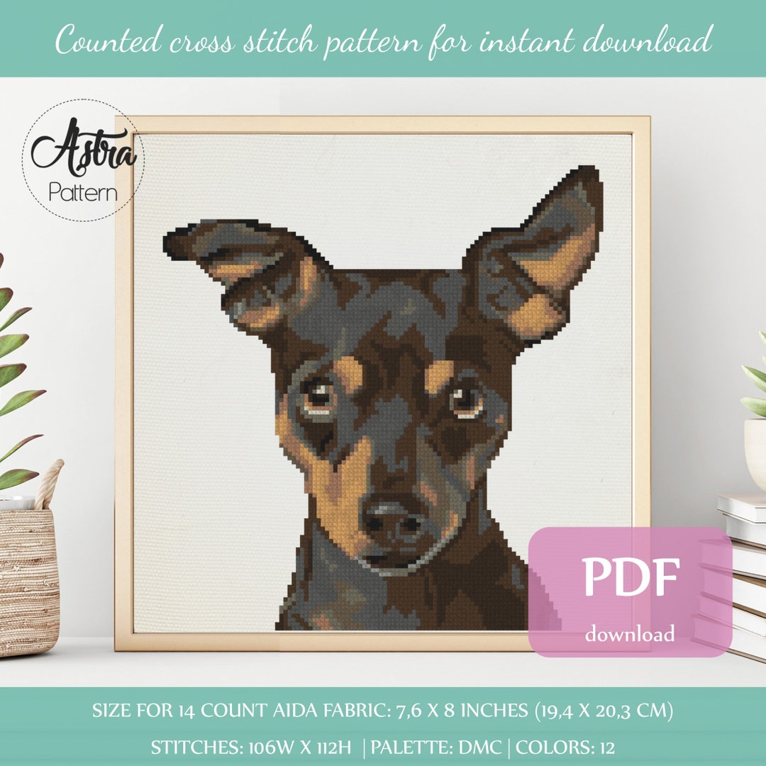 Miniature Pinscher Cross Stitch Pattern Digital Format - PDF, Dog ...