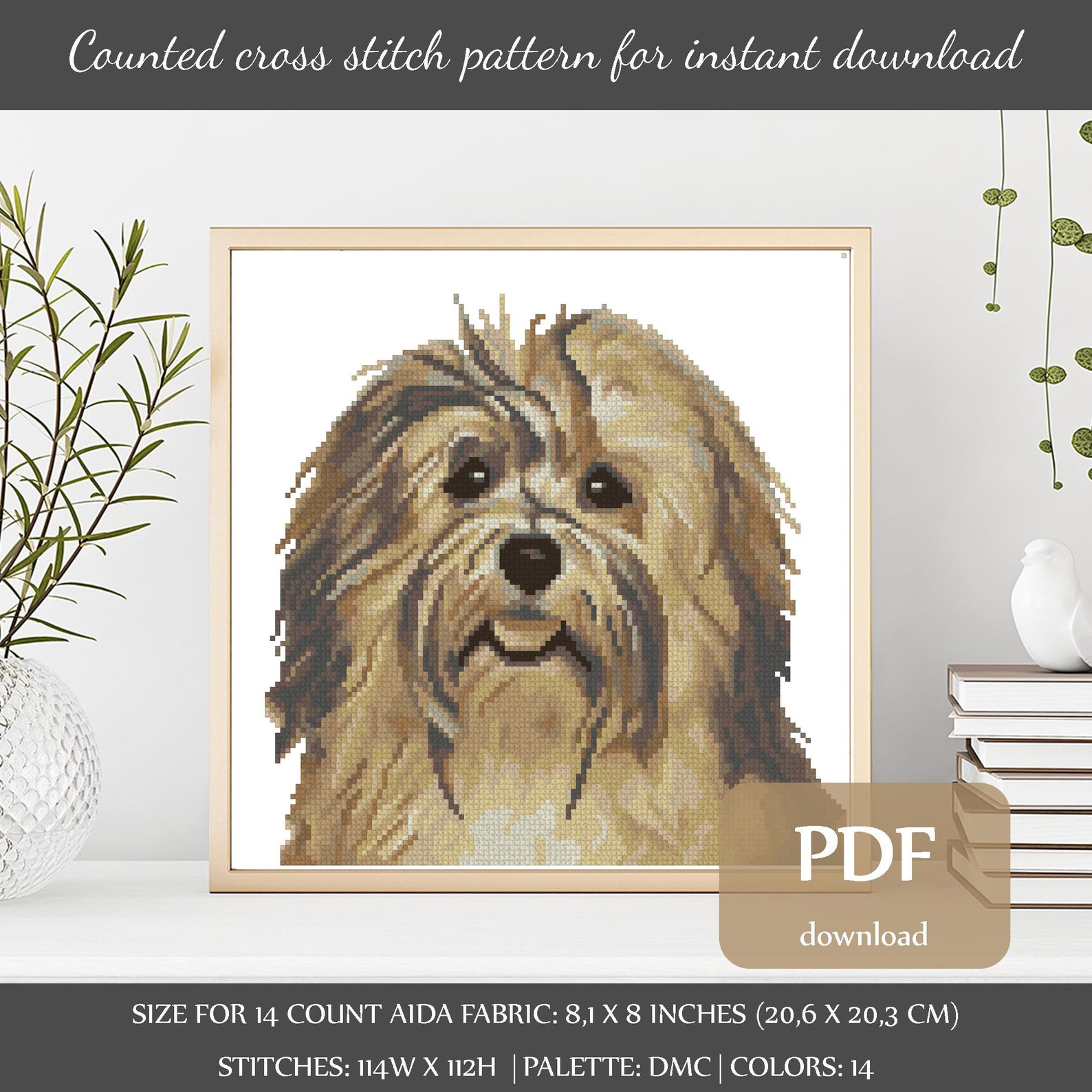 Havanese Dog Cross Stitch Pattern Digital Format PDF Pet - Etsy