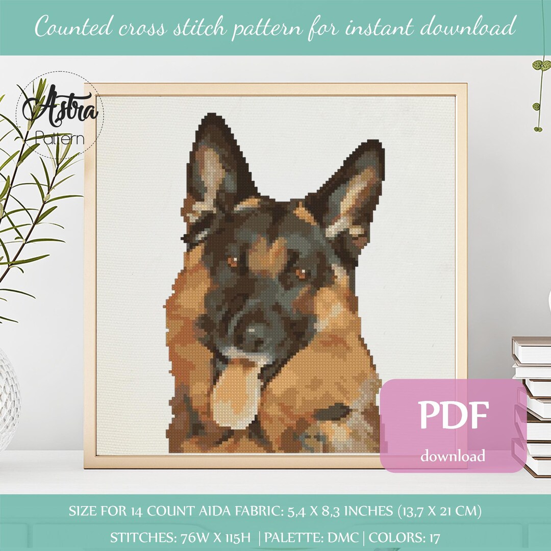 German Shepherd Cross Stitch Pattern Digital Format - PDF, German ...