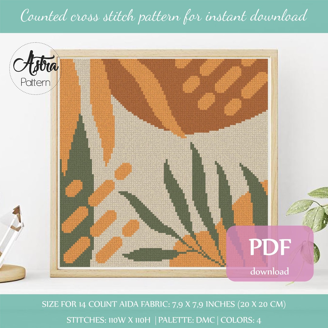 Contemporary Cross Stitch Pattern Digital Format - PDF, Boho Abstract ...