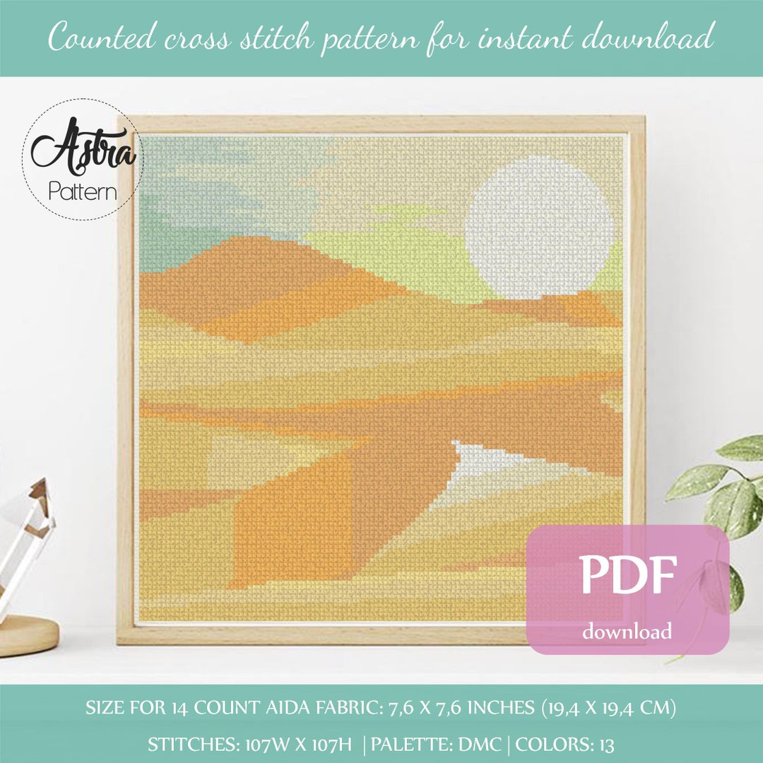 Desert Cross Stitch Pattern PDF, Dunes Cross Stitch Pattern, Landscape ...