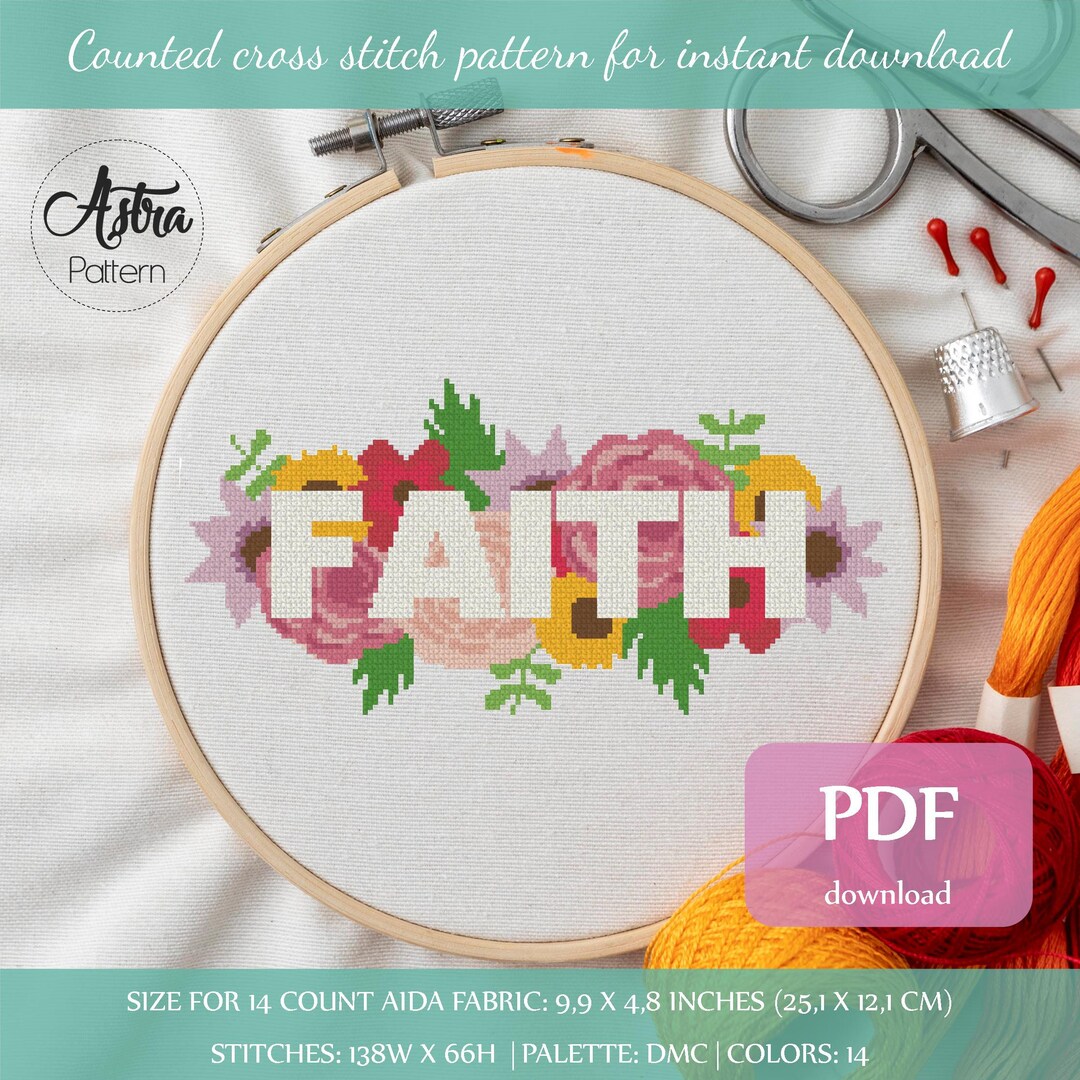 Faith Cross Stitch Pattern PDF, Quote Cross Stitch Pattern ...
