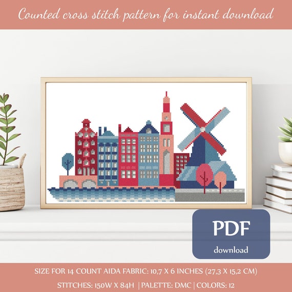 Amsterdam Cross Stitch Pattern PDF Holland Cross Stitch | Etsy