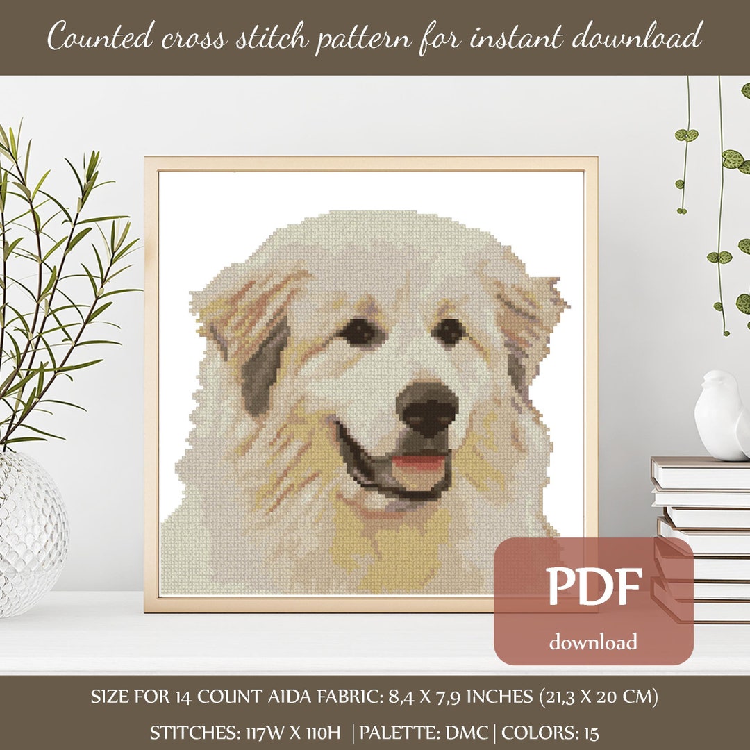 Great Pyrenees Cross Stitch Pattern Digital Format PDF Dog - Etsy
