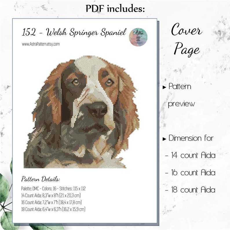 Welsh Springer Spaniel Cross Stitch Pattern Digital Format - Etsy