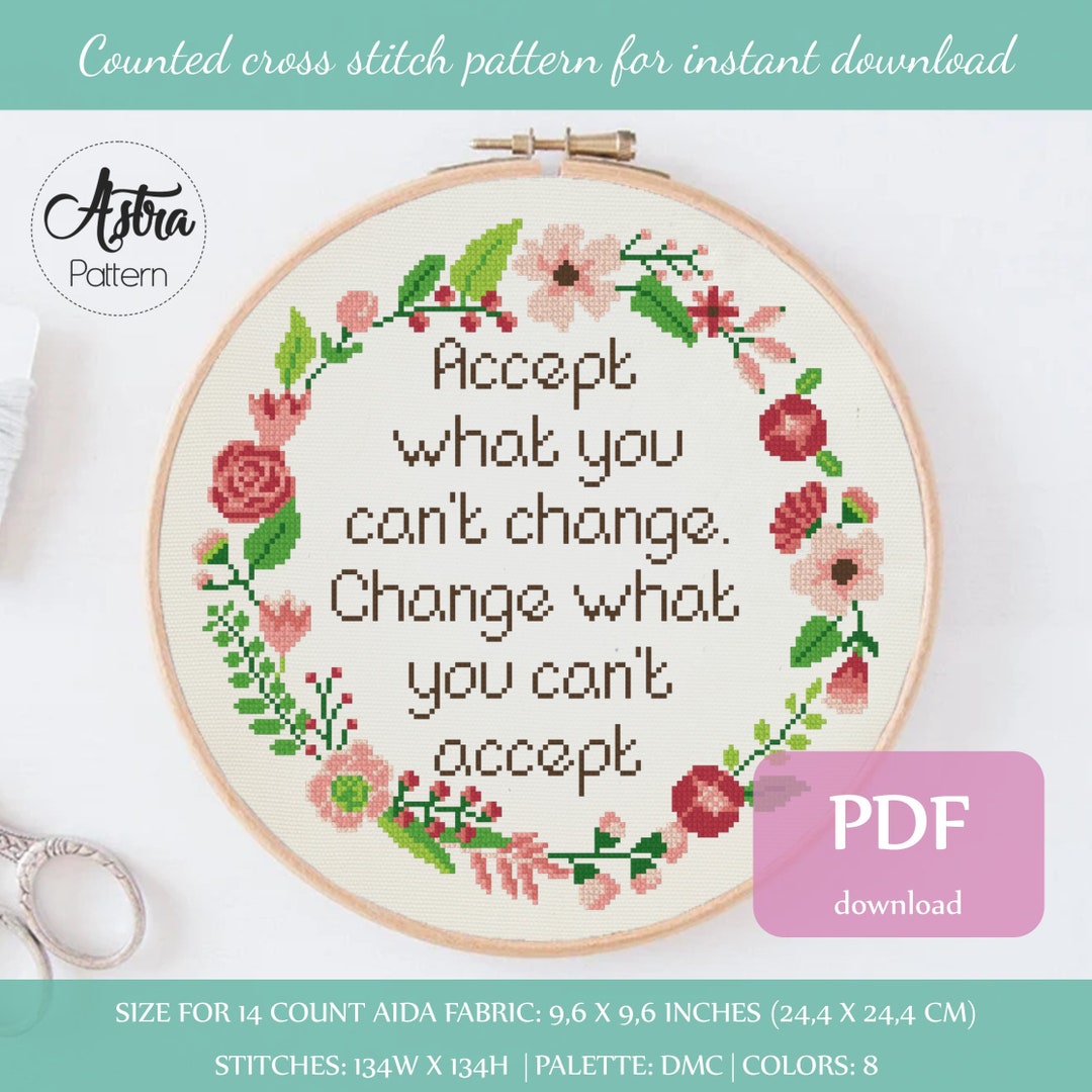 Inspirational Quote Cross Stitch Pattern Digital Format - PDF, Mental ...