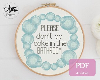 Don't Do Coke in the Bathroom Subversive Cross Stitch - Etsy