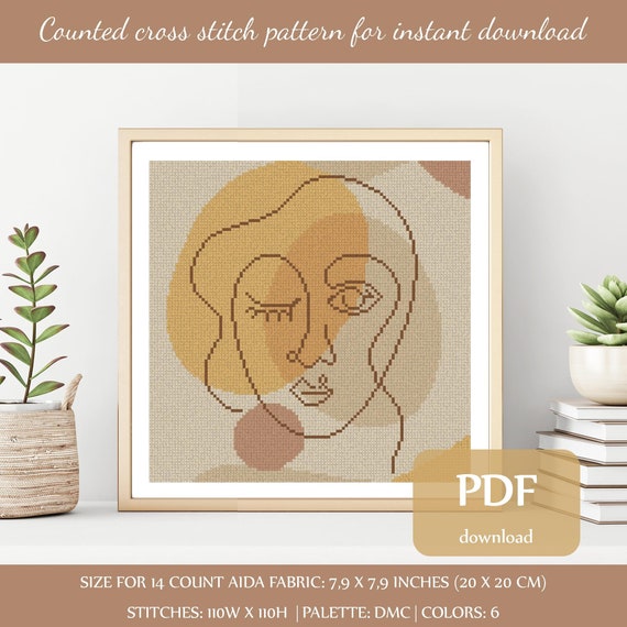 Face Shape Cross Stitch Pattern Digital Format PDF Boho | Etsy