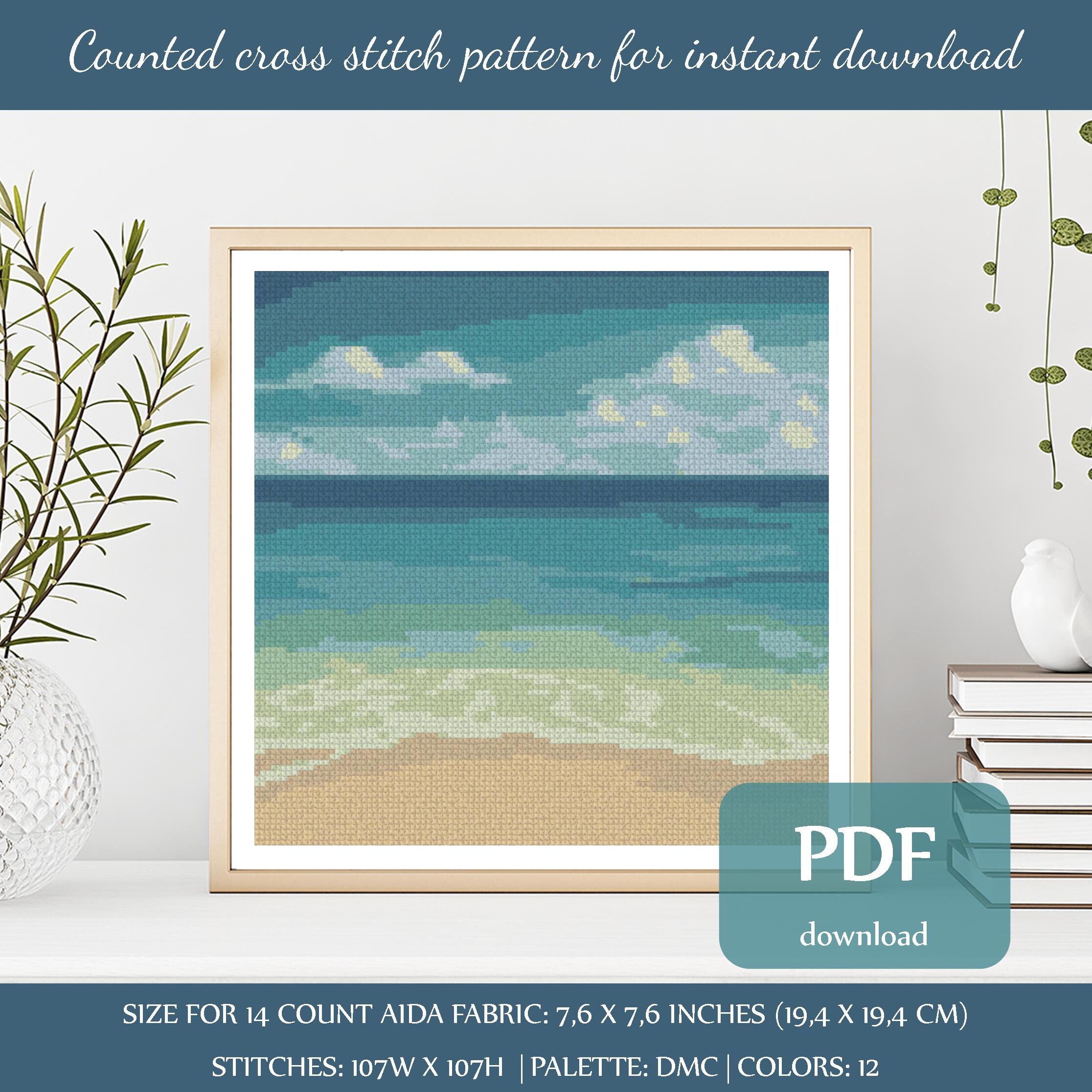 Beach Cross Stitch Pattern PDF Coast Cross Stitch Pattern | Etsy