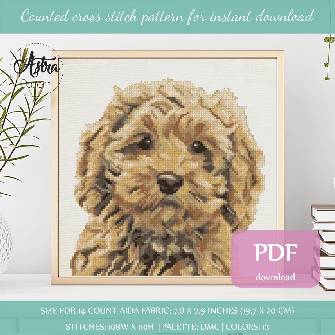 Cockapoo Cross Stitch Pattern Digital Format - PDF, Dog Portrait Cross ...