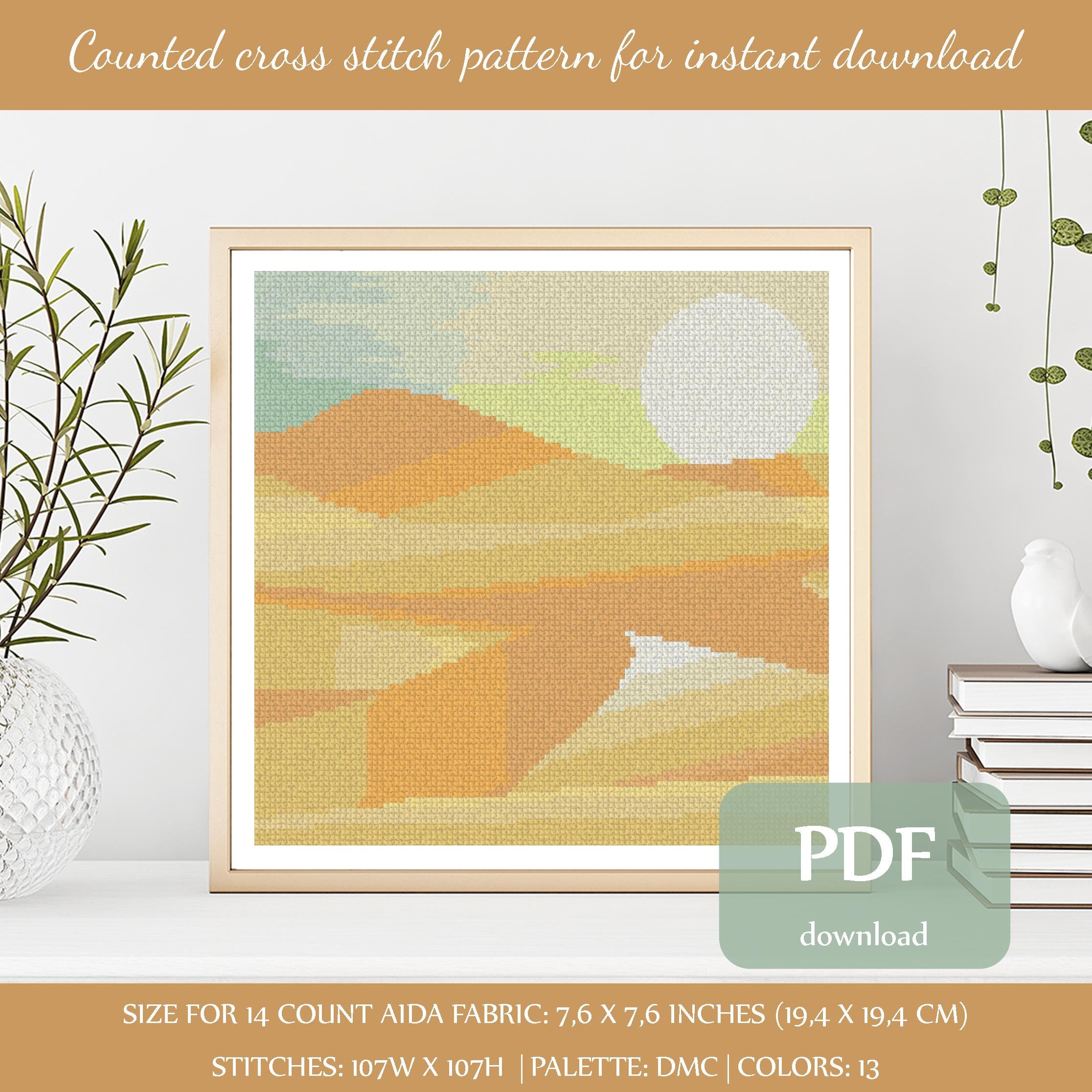 Desert Cross Stitch Pattern PDF Dunes Cross Stitch Pattern | Etsy