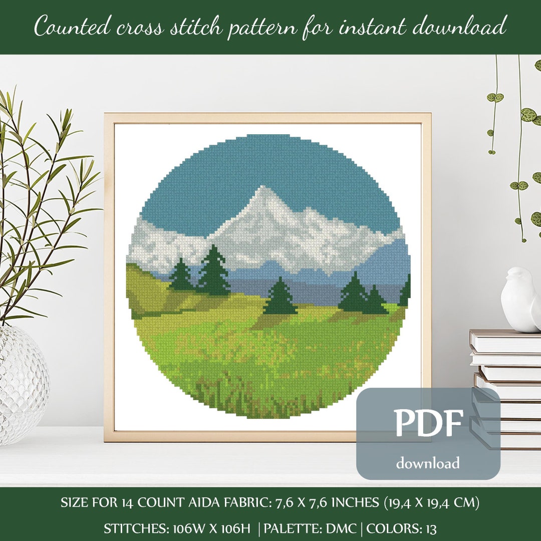 Mountain Cross Stitch Pattern PDF Meadow Cross Stitch - Etsy