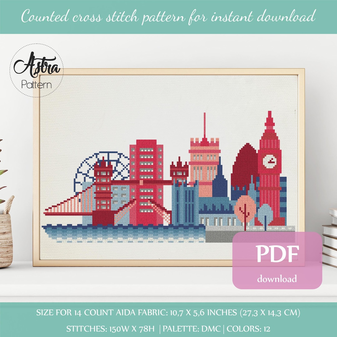 London Cross Stitch Pattern PDF, England Cross Stitch Pattern, City ...