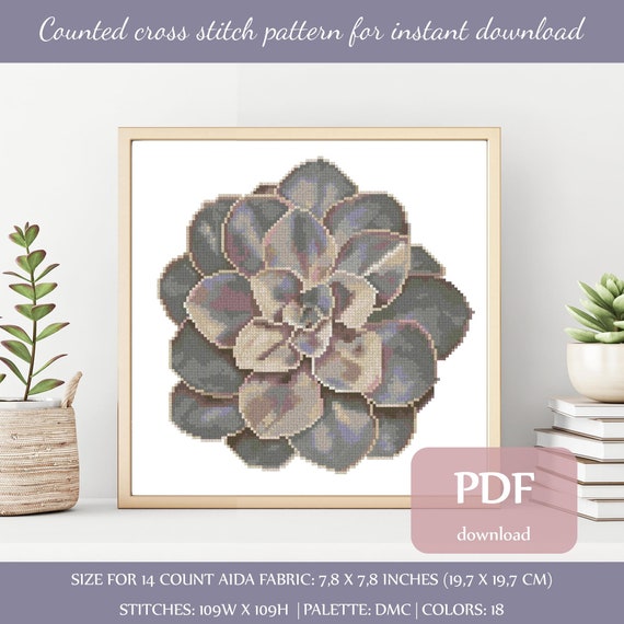 Succulent Cross Stitch Pattern Digital Format PDF Modern - Etsy