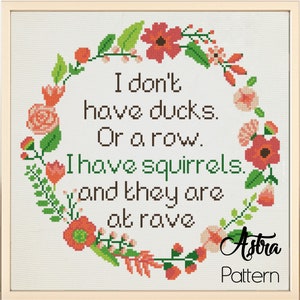 Squirrel at Rave Cross Stitch Pattern Digital Format - PDF, Funny Quote ...
