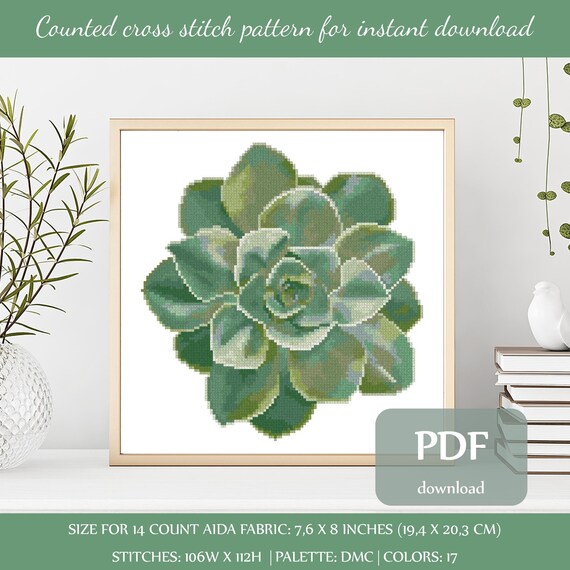 Succulent Cross Stitch Pattern Digital Format PDF Modern | Etsy