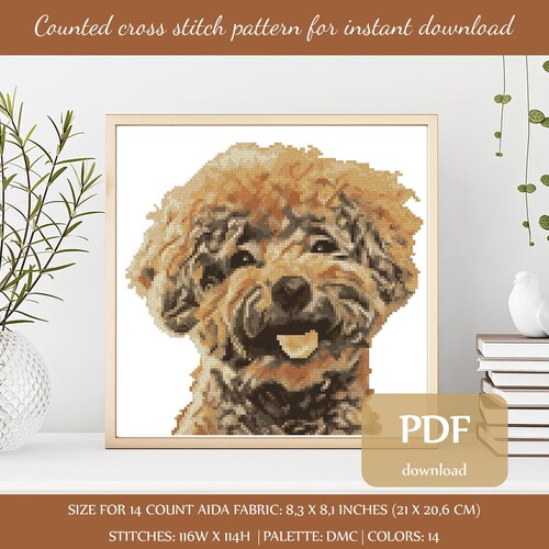 Cockapoo Cross Stitch Pattern Digital Format PDF Dog - Etsy