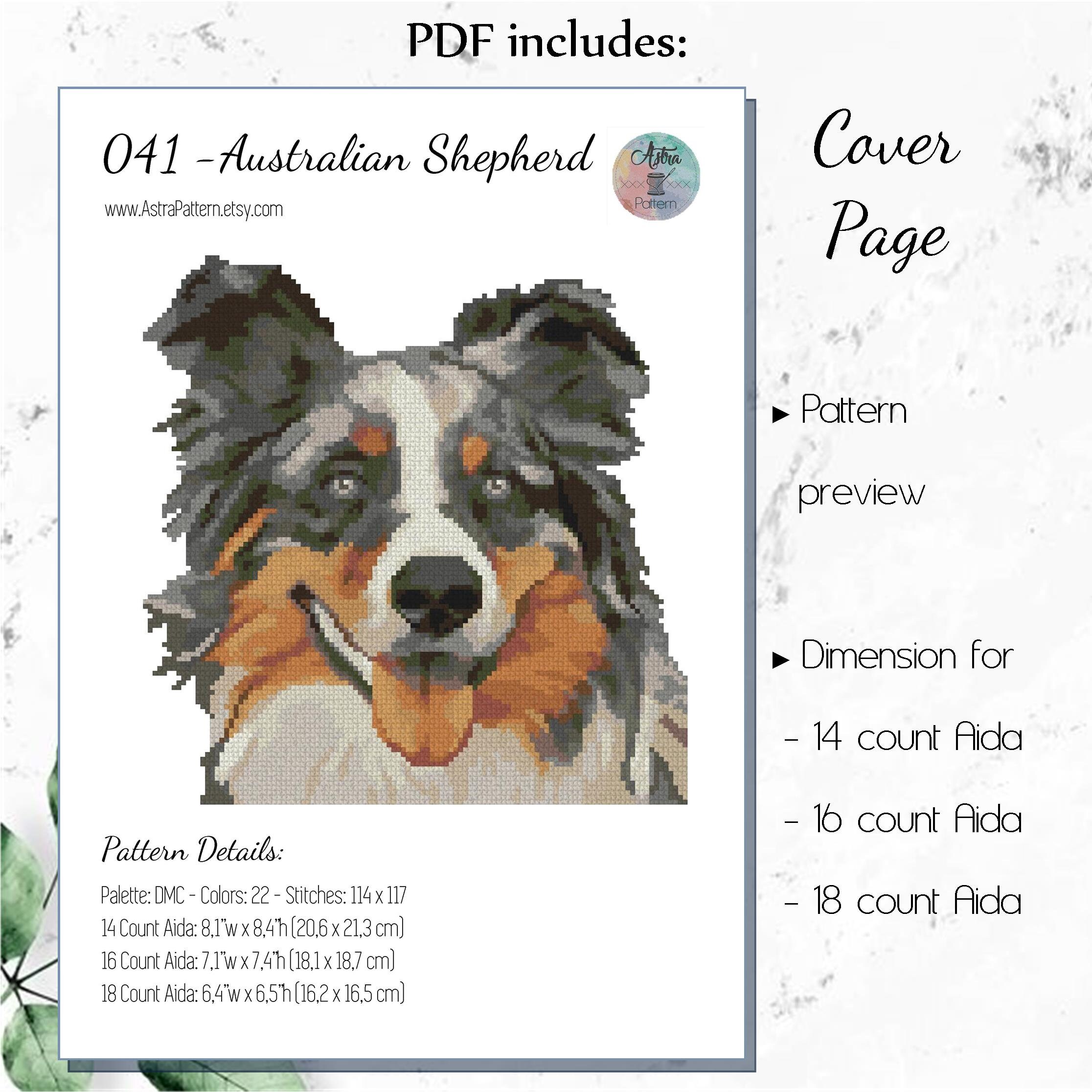 Australian Shepherd Cross Stitch Pattern Digital Format PDF | Etsy