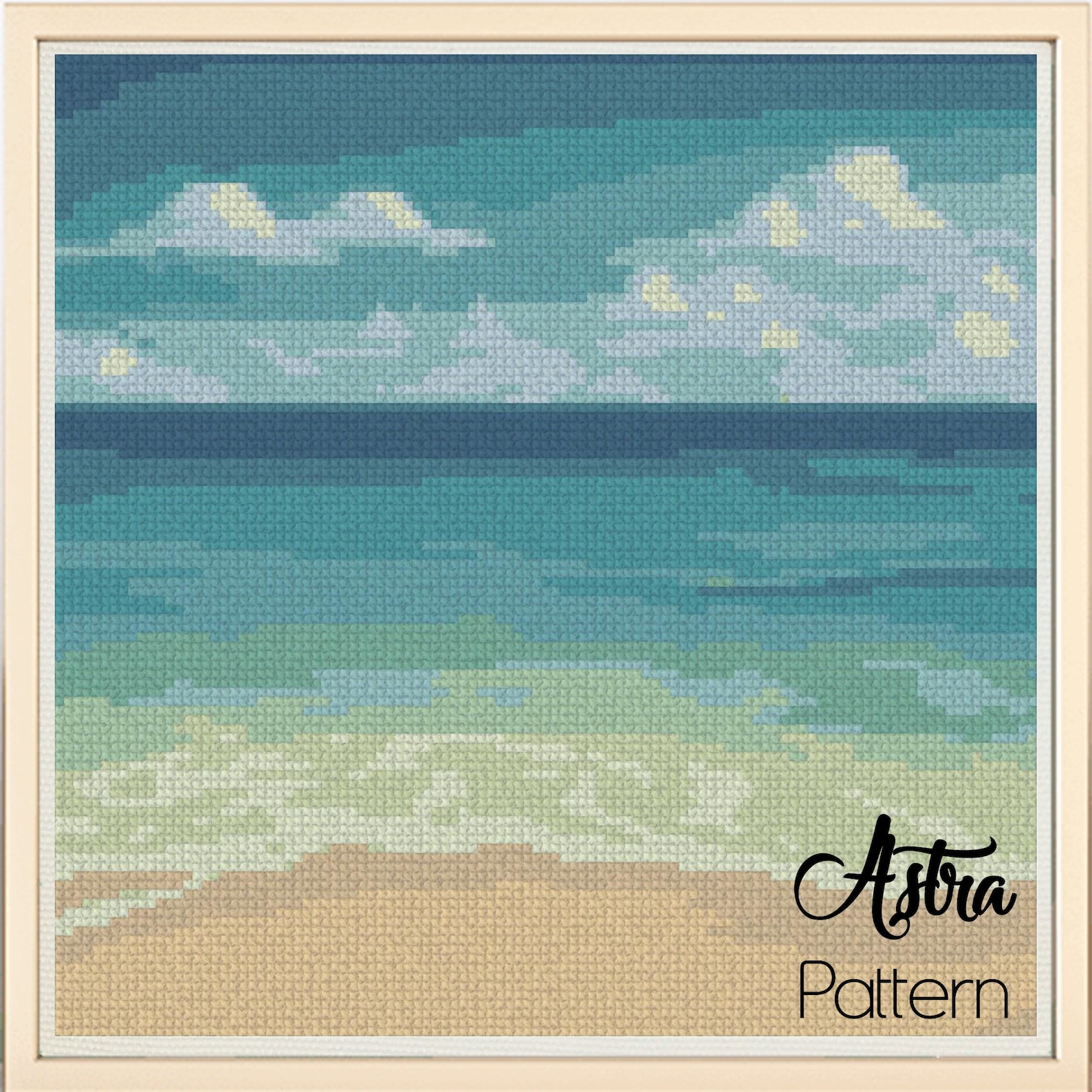Beach Cross Stitch Pattern PDF, Coast Cross Stitch Pattern, Waves Cross ...