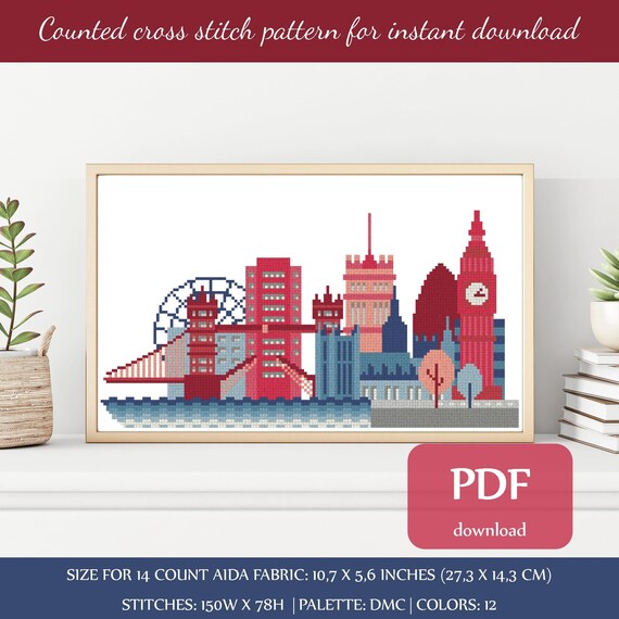 London Cross Stitch Pattern PDF England Cross Stitch Pattern | Etsy