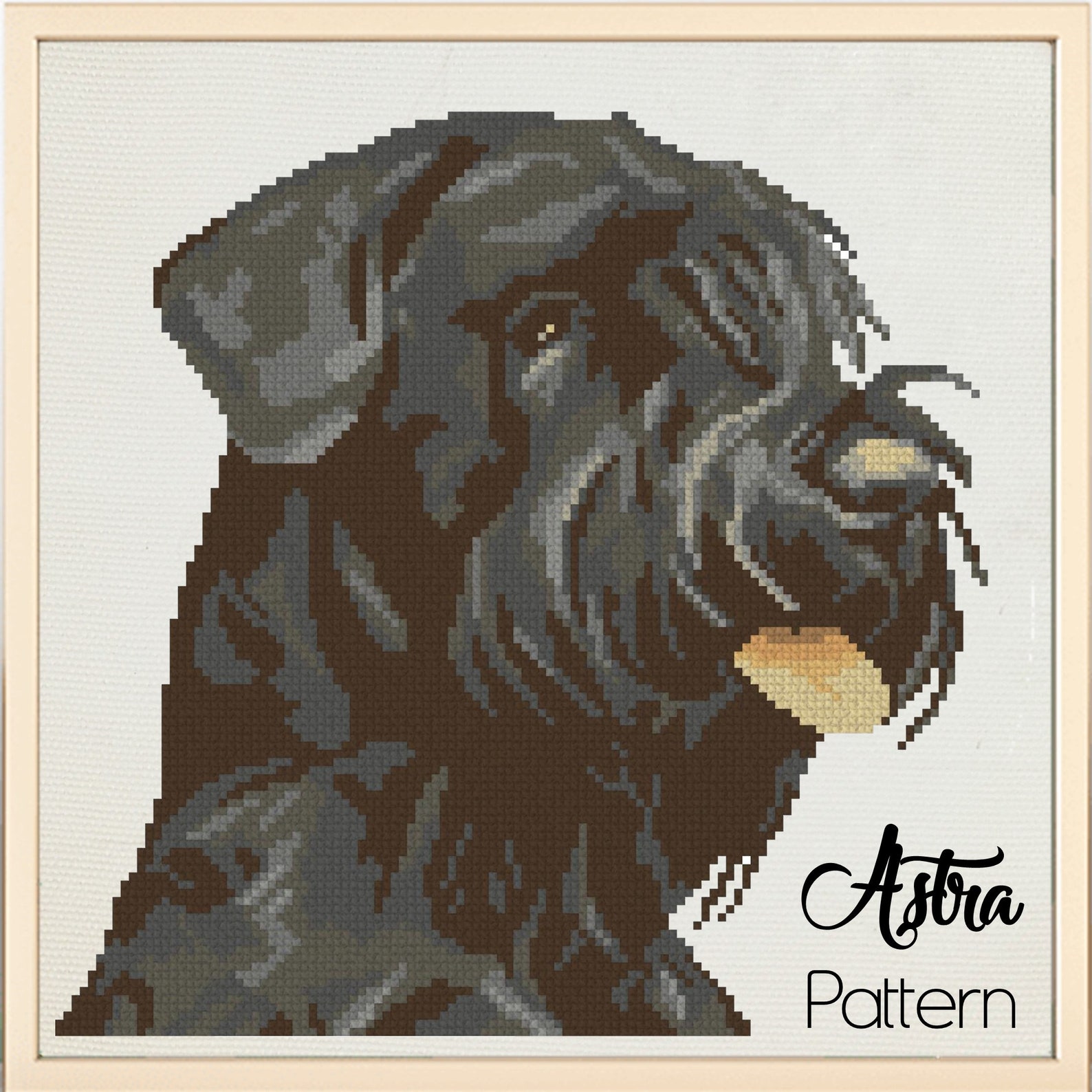 Schnauzer Cross Stitch Pattern Digital Format - PDF, Schnauzer Portrait ...