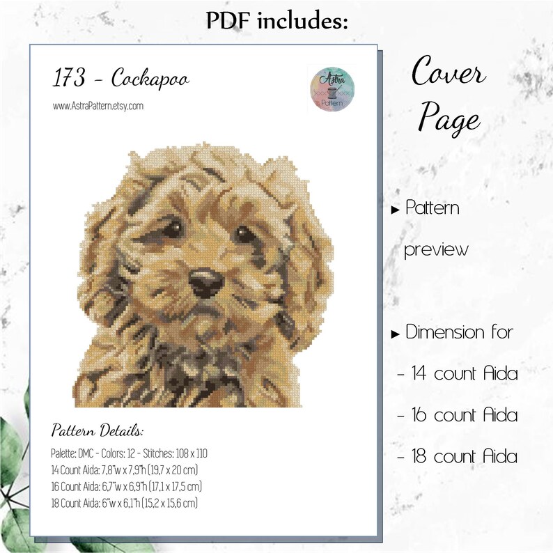 Cockapoo Cross Stitch Pattern Digital Format PDF Dog - Etsy