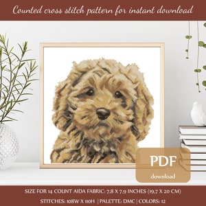 Cockapoo Cross Stitch Pattern Digital Format PDF Dog - Etsy