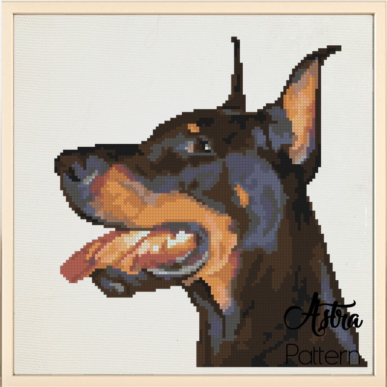 Doberman Cross Stitch Pattern Digital Format - PDF, Doberman Portrait ...