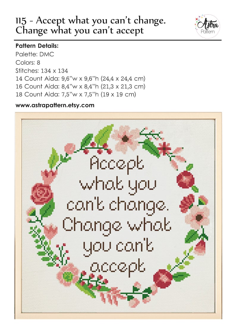 Inspirational Quote Cross Stitch Pattern Digital Format PDF - Etsy