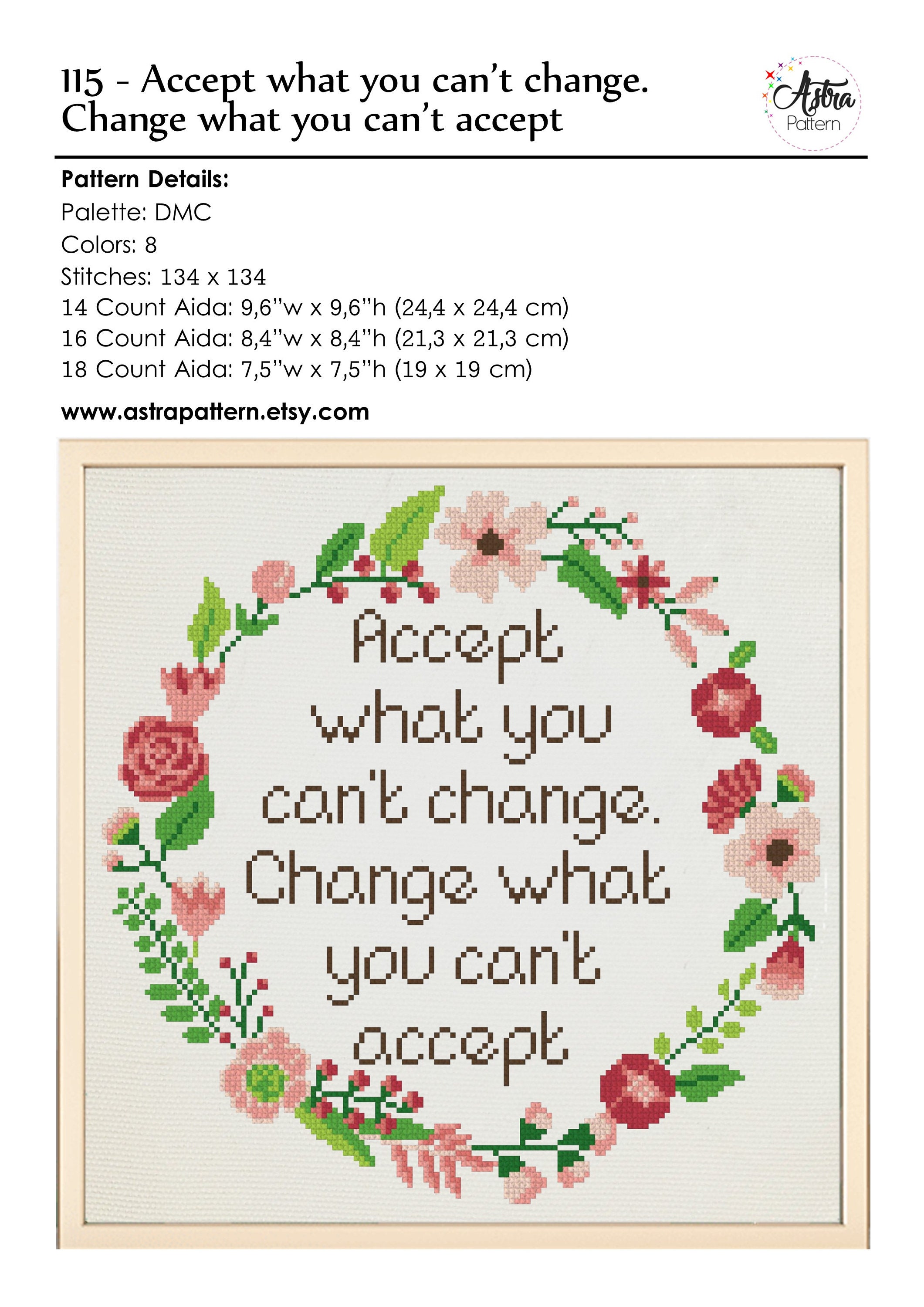 Inspirational Quote Cross Stitch Pattern Digital Format - PDF, Mental ...