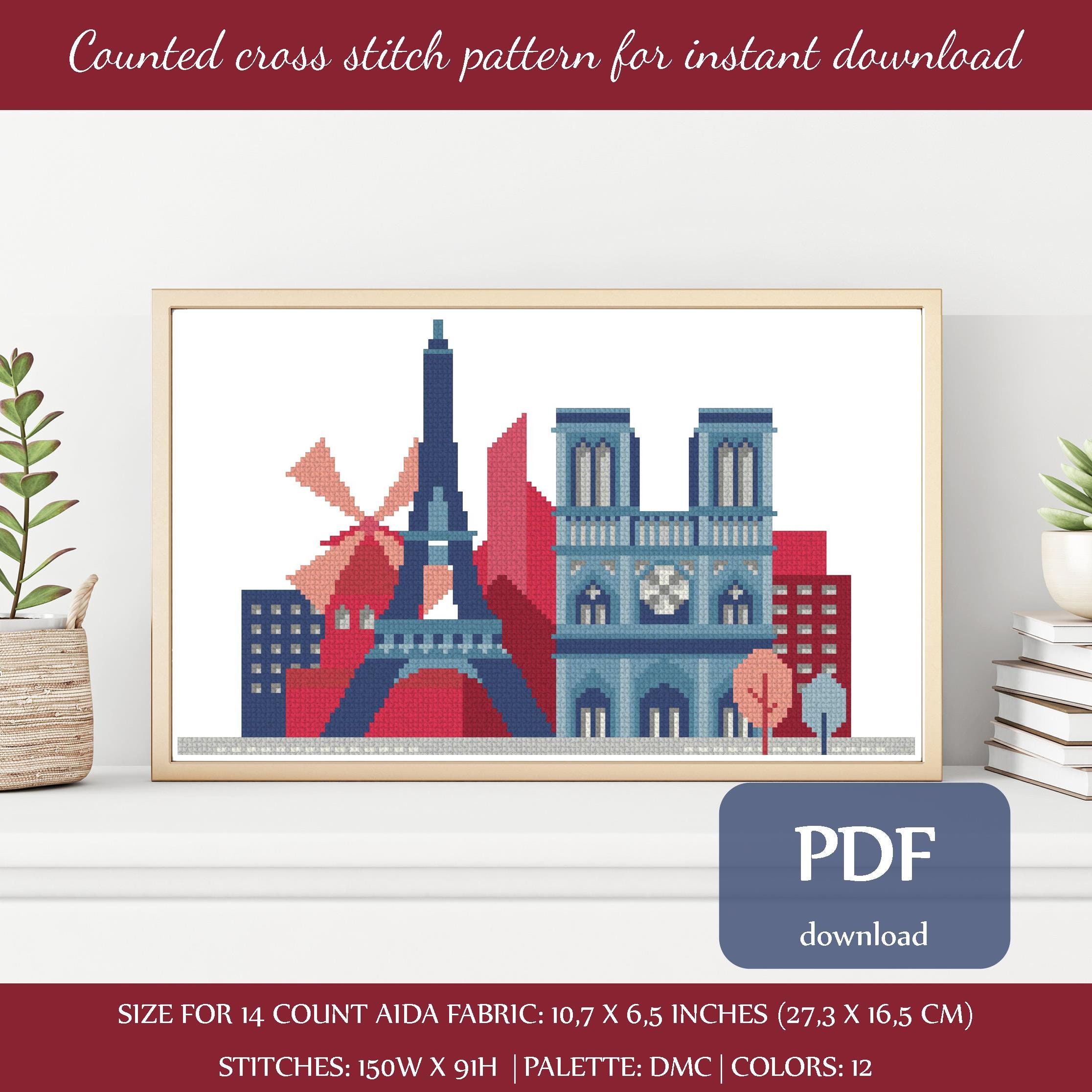 Paris Cross Stitch Pattern PDF France Cross Stitch Pattern - Etsy