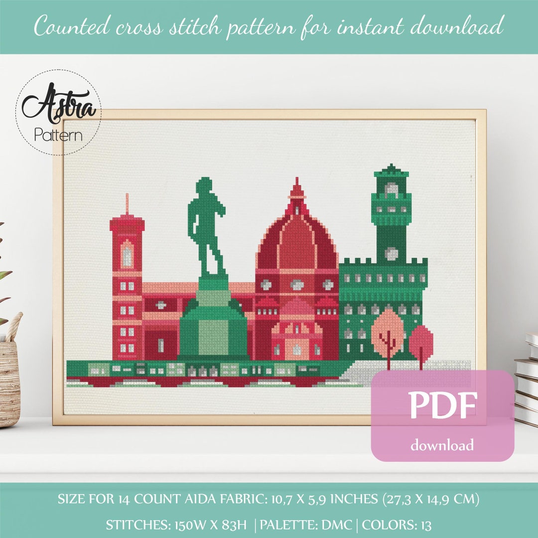 Florence Cross Stitch Pattern PDF, Italy Cross Stitch Pattern, City ...