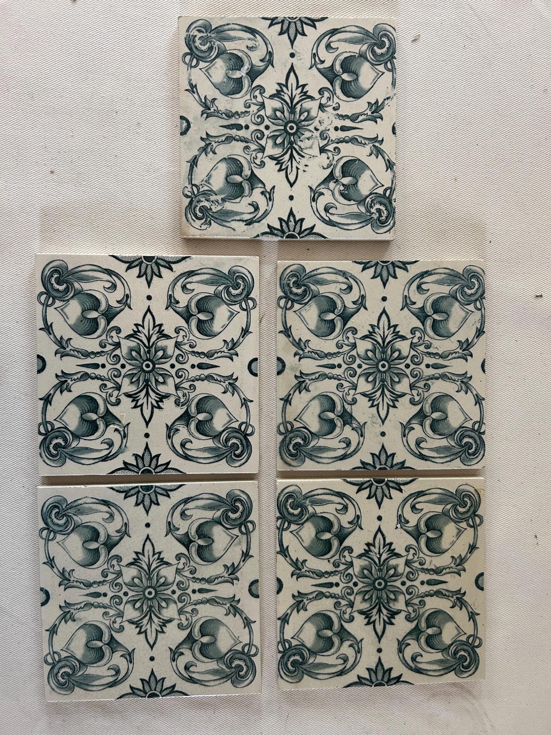Antique Blue and White Transfer Wear Decorative Tiles From England 6“ X ...