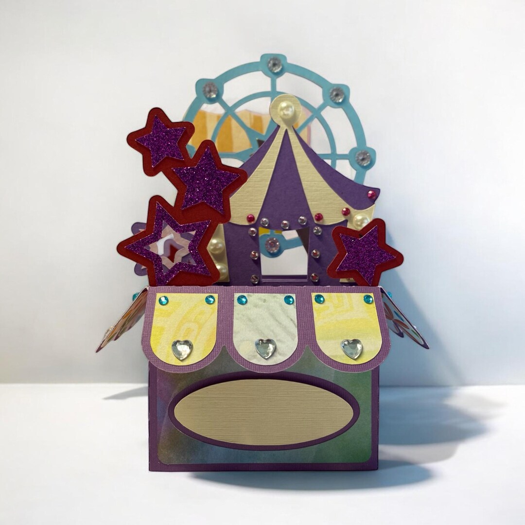 Carnival Fun Fair 3d Card. Circus Tent Box Card. Ferris Wheel, Theme ...