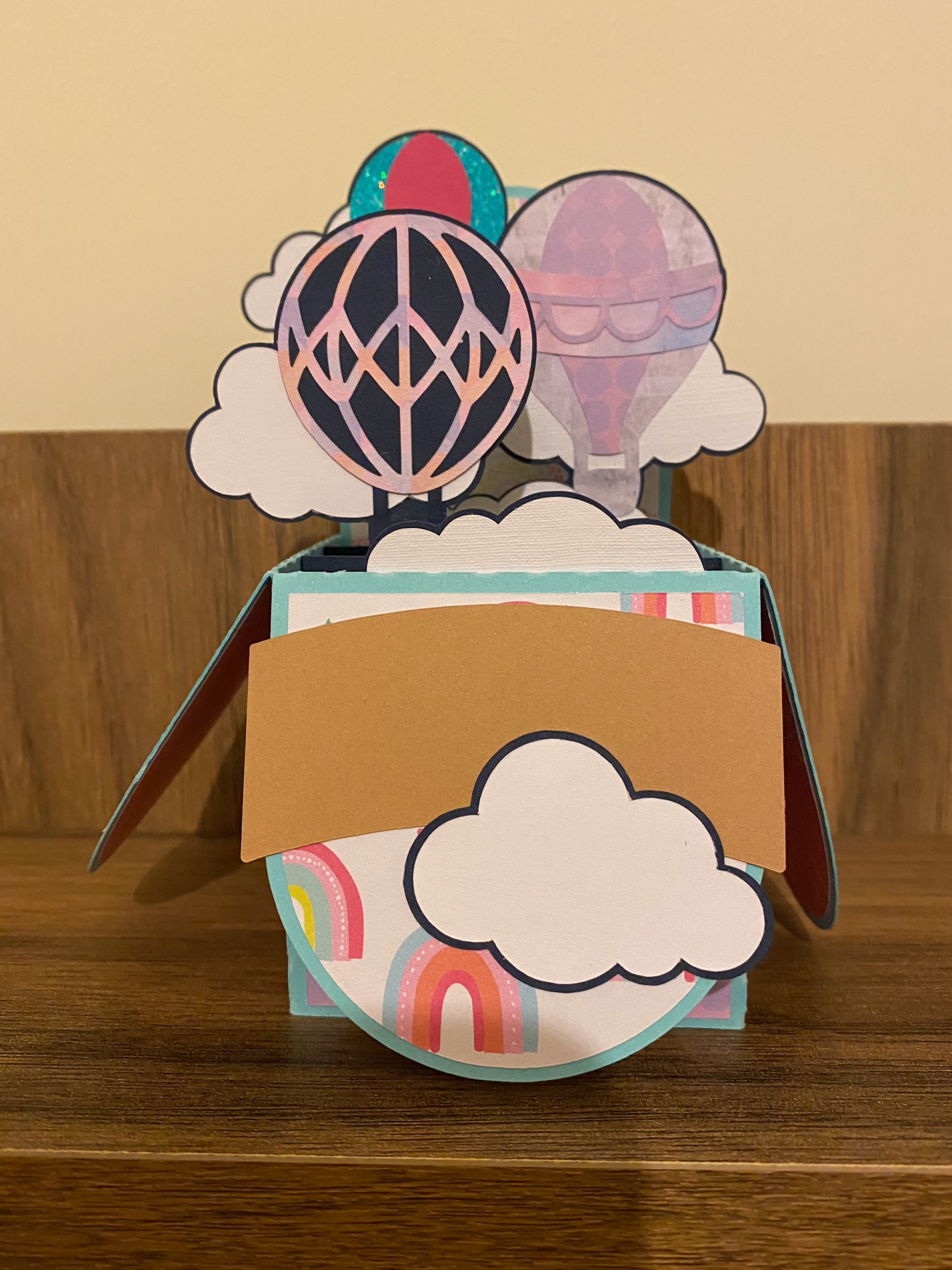 Hot-air Balloon Card 3d. Flying Balloon Box Card. Birthday / - Etsy