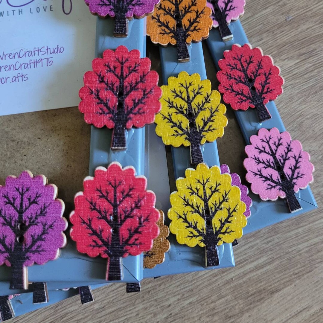 Wooden Autumn/fall Tree Button Photo Frame 4 X 6 Inches - Etsy