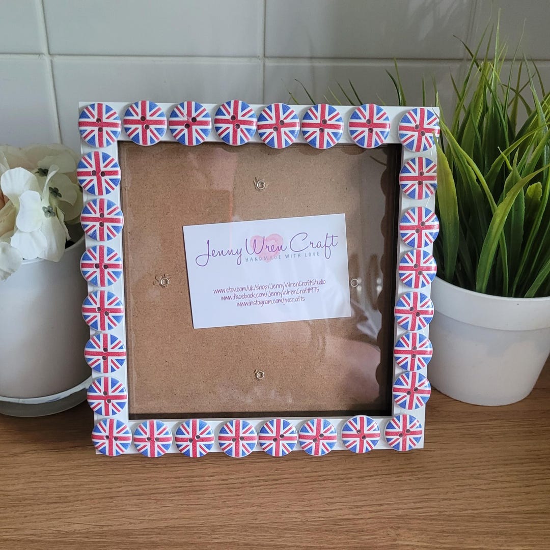 Union Jack Wooden Button Square Photo Frame 6 X 6 Inches - Etsy