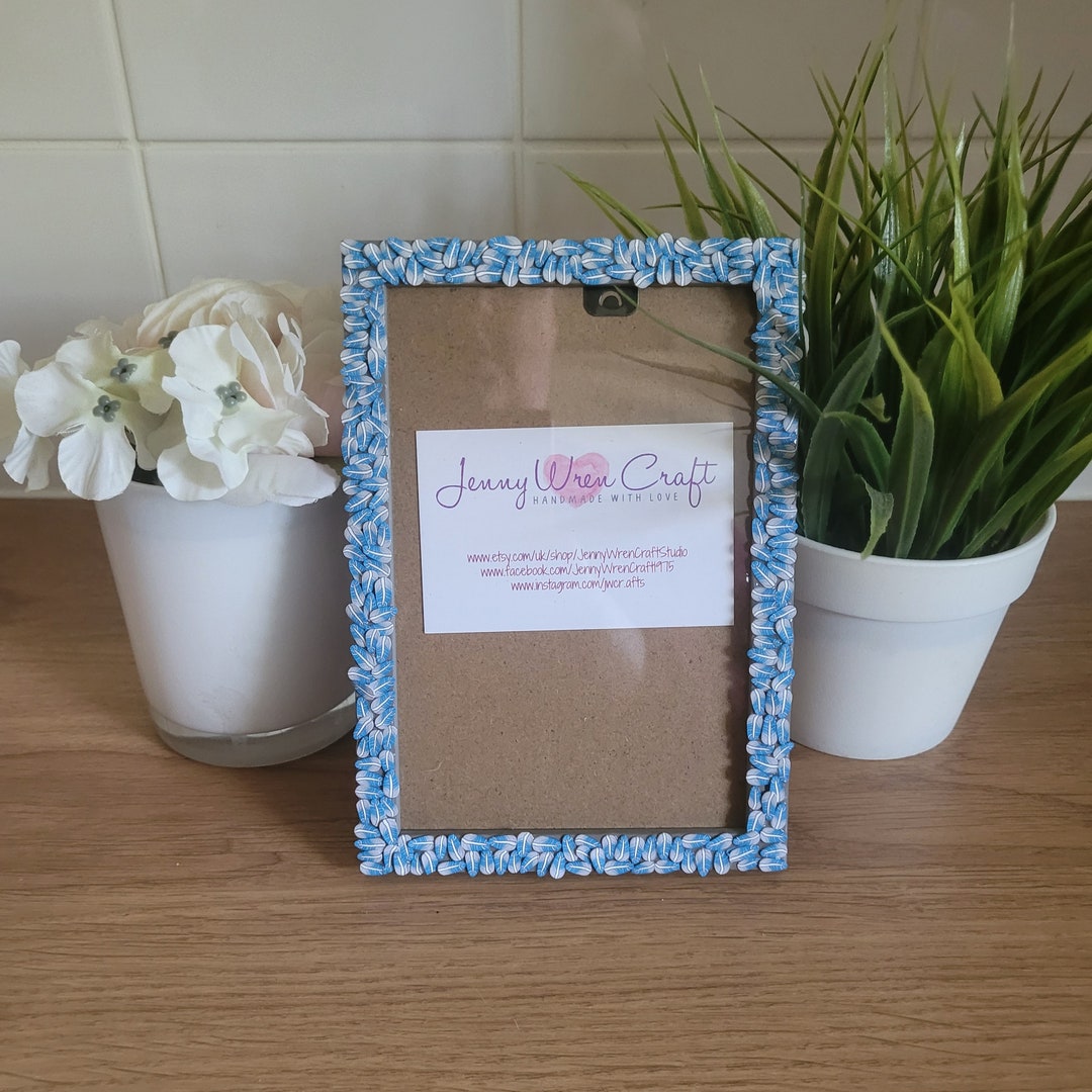 Blue and Grey Feather Clay Slices Photo Frame 4 X 6 Inches - Etsy