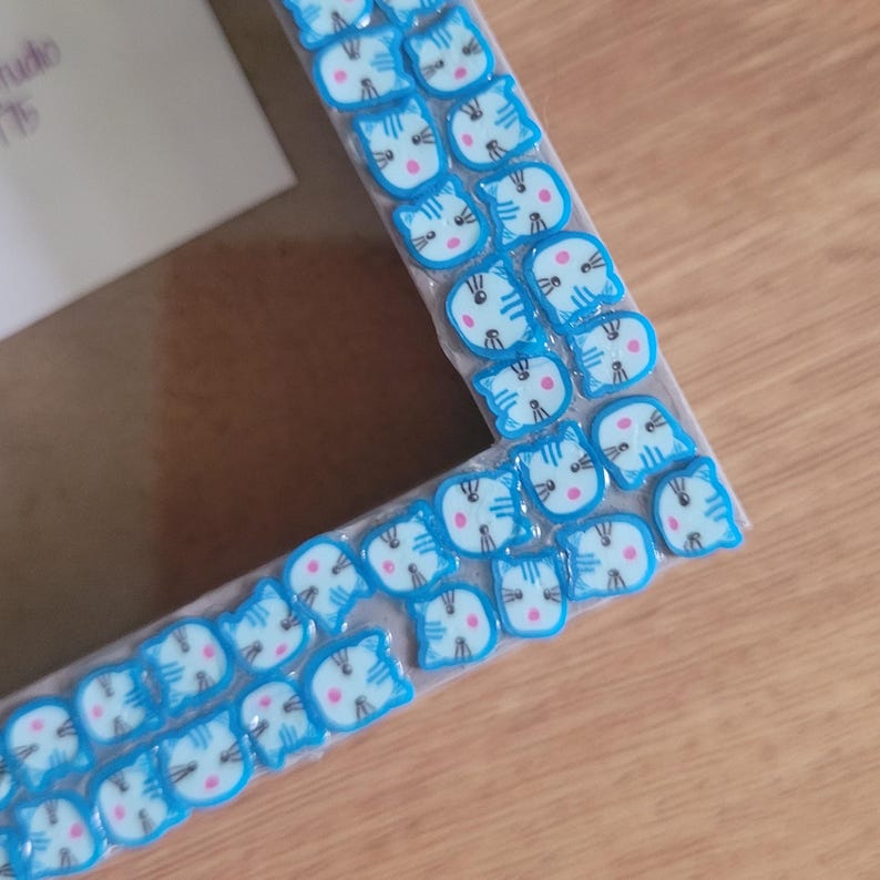 Blue Cat Face Clay Slices Square Photo Frame 4 X 4 Inches - Etsy