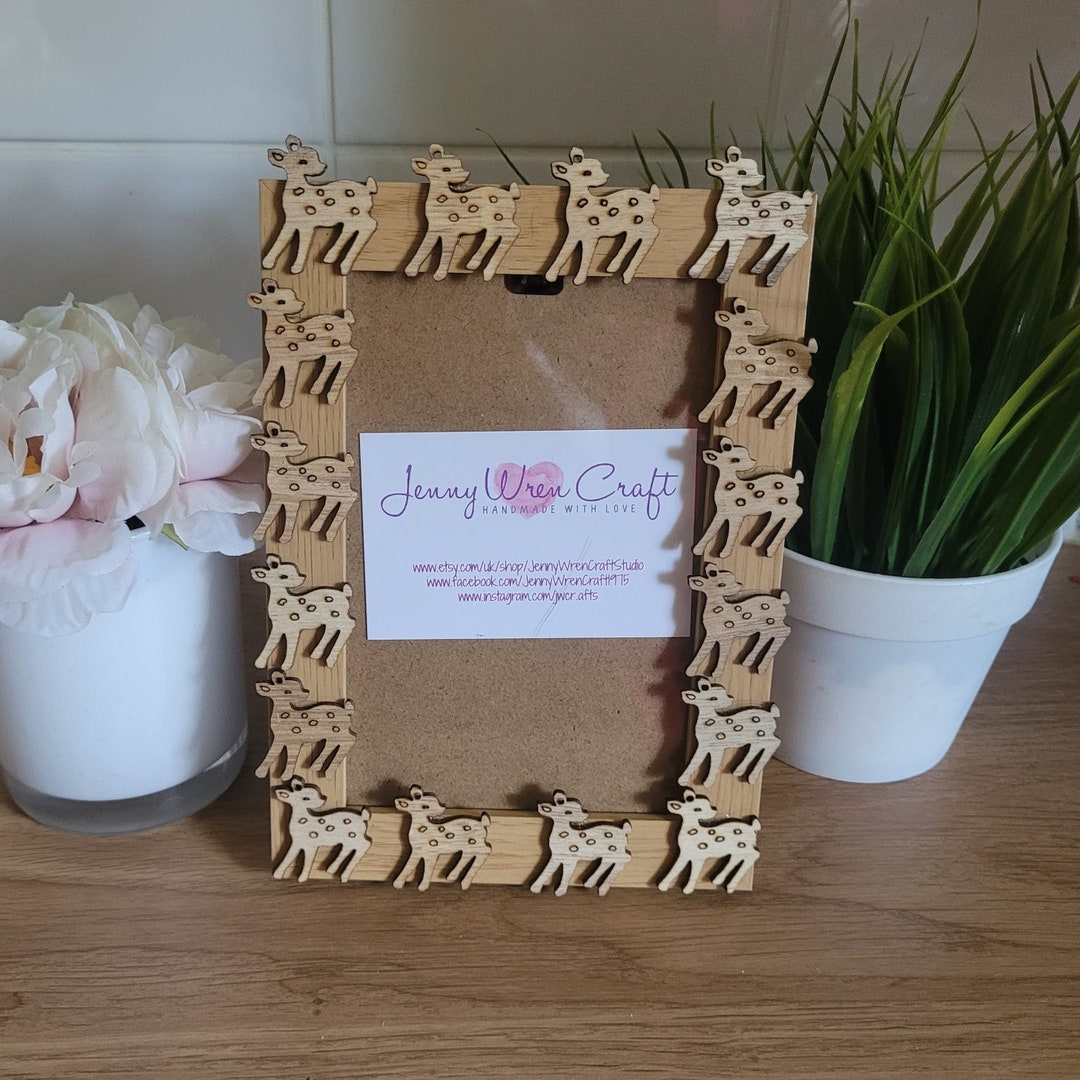 Wooden Deer/fawn Decal Photo Frame 4 X 6 Inches - Etsy