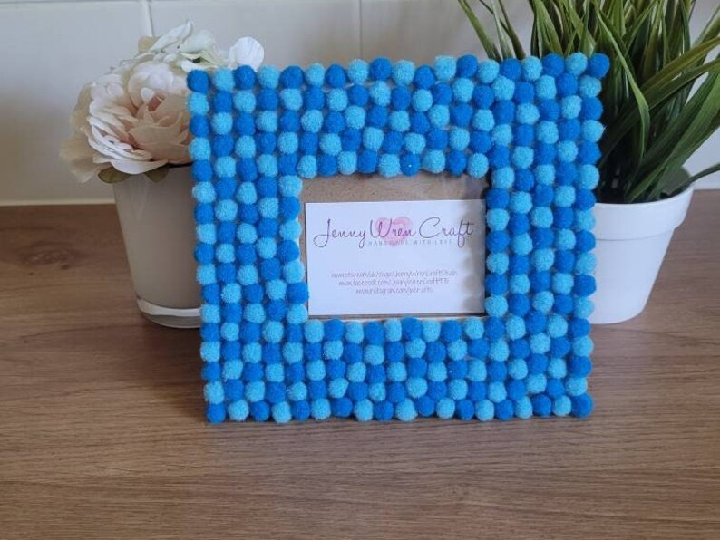 Wide Rectangular Blue Felt Ball Photo Frame 3 X 3.5 Inches - Etsy