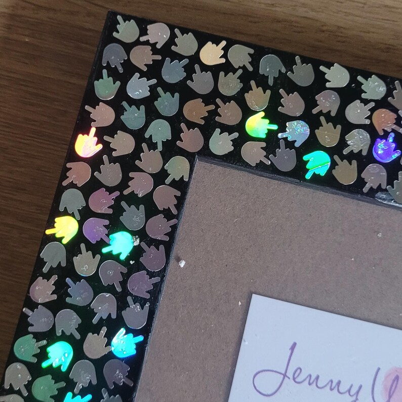 Silver Holographic Middle Finger Confetti Square Photo Frame 5 X 5 ...