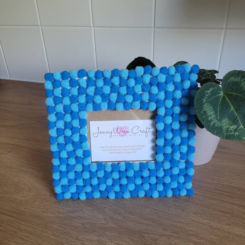 Wide Rectangular Blue Felt Ball Photo Frame 3 X 3.5 Inches | Etsy