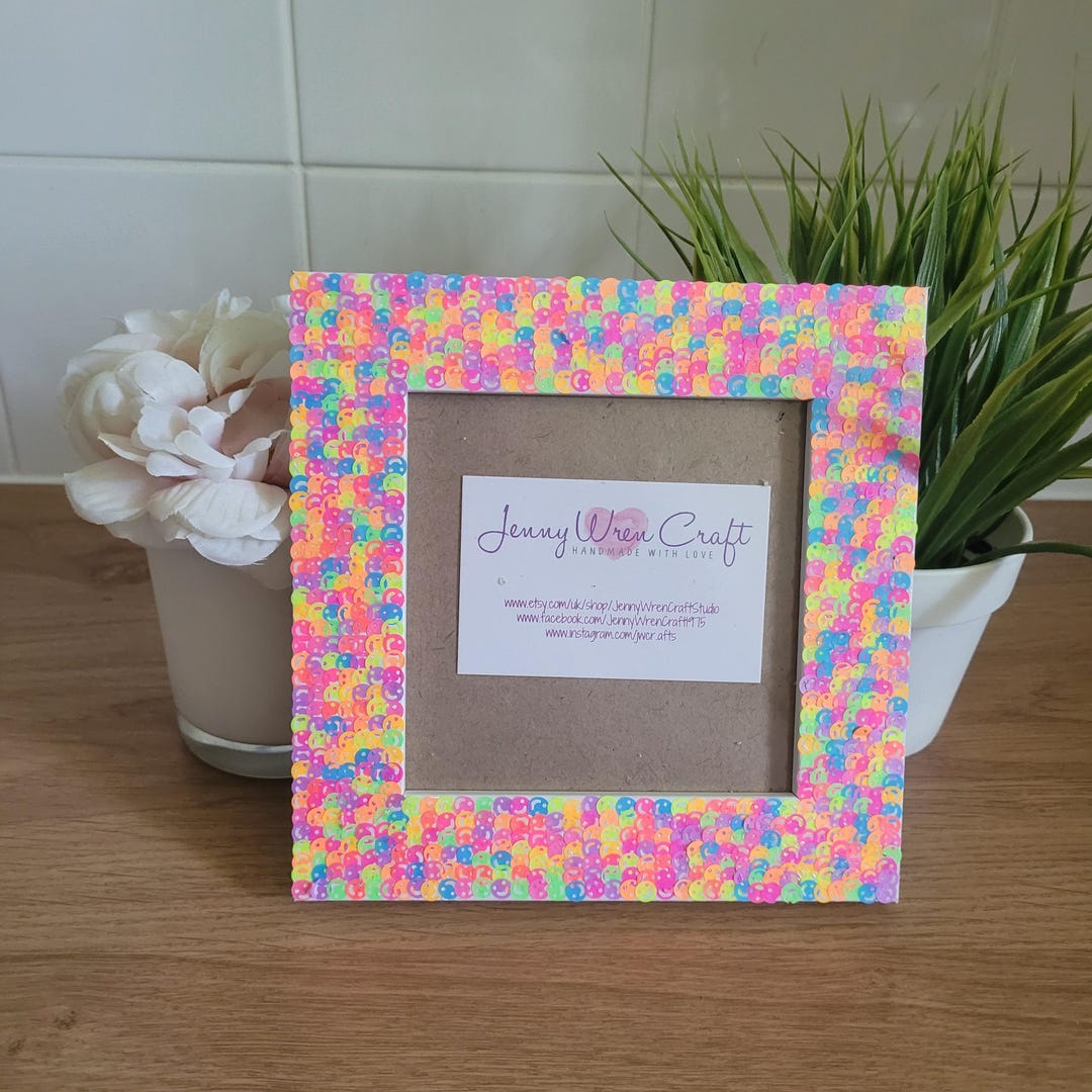 Colourful Neon Smiley Face Confetti Photo Frame 5 X 5 Inches - Etsy